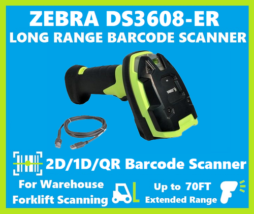 Zebra DS3608-ER Rugged Extended Range Barcode Scanner, DS3608 ...