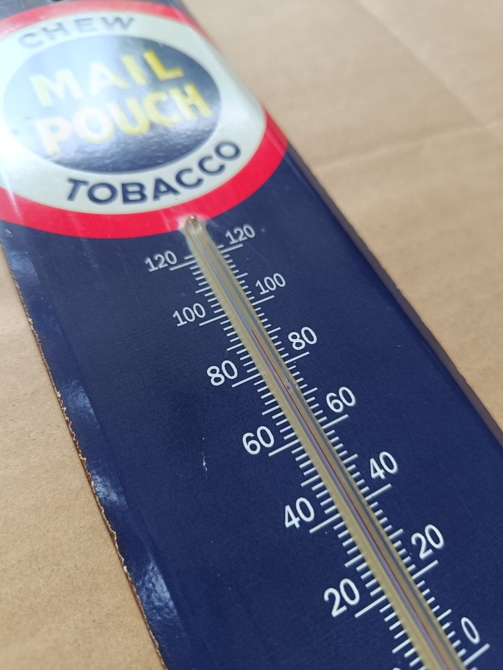 Vintage Glass Thermometer CHEW MAIL POUCH TOBACCO No porcelain ...