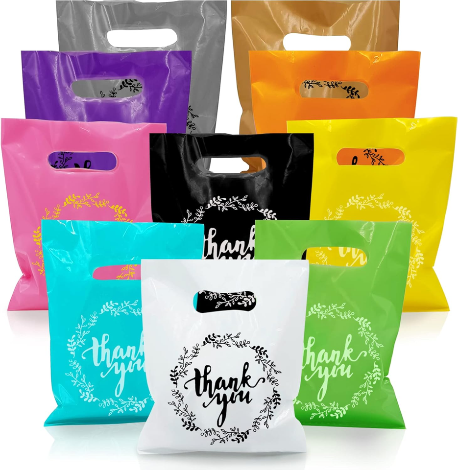 100 pcs small thank you merchandise bags plastic goodie bags party fav ...