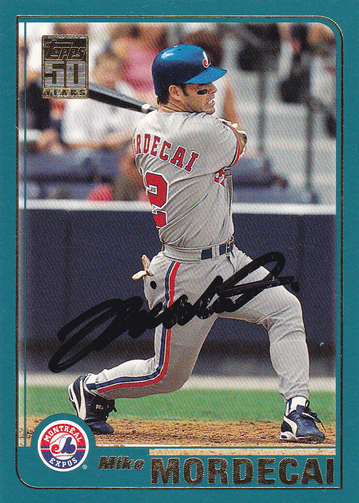 MIKE MORDECAI MONTREAL EXPOS SIGNED BASEBALL CARD ATLANTA BRAVES MIAMI ...