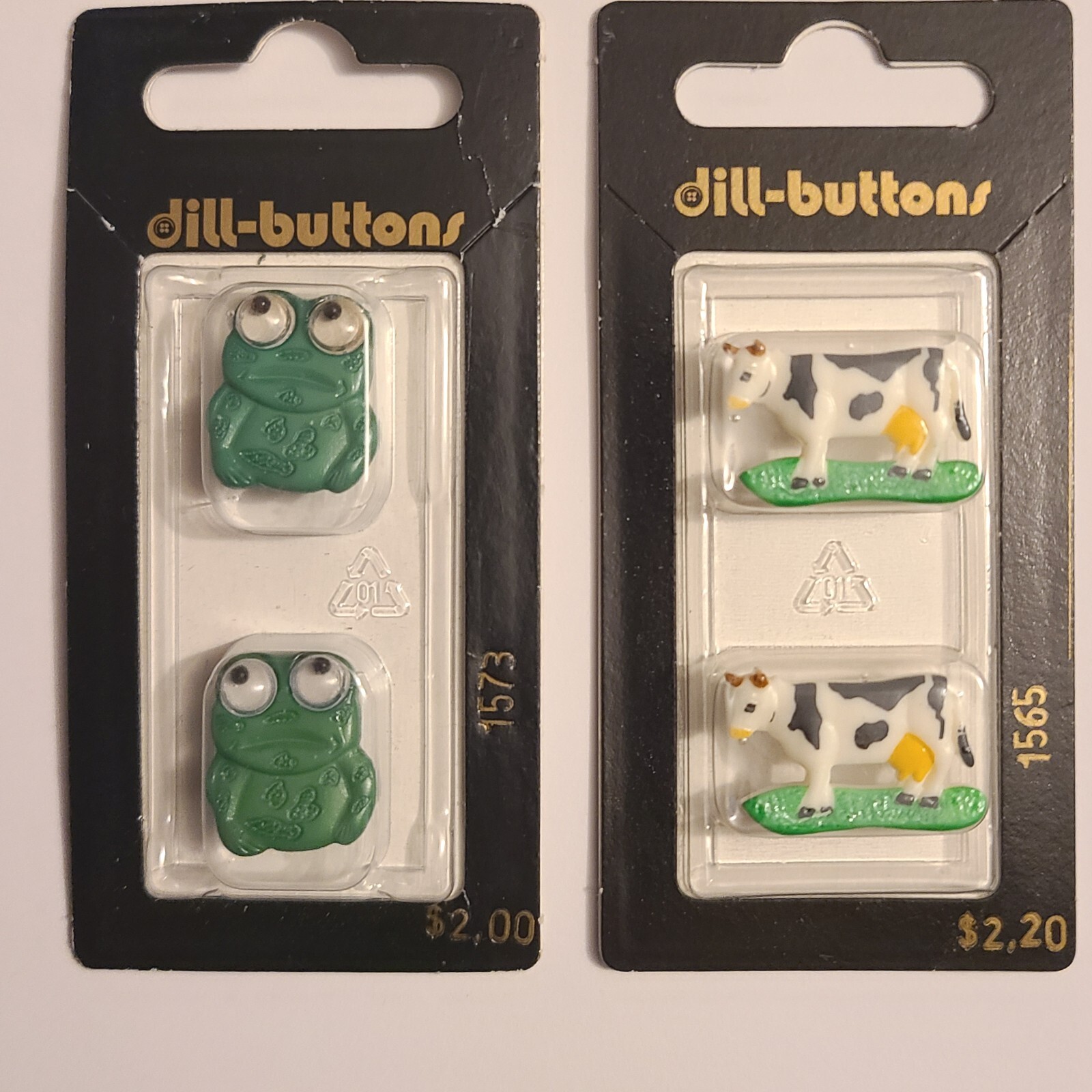 (Lot of 4) Dill Buttons Googly Eye Frog & Cow Shank Buttons 1565 1573 ...