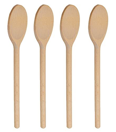 12 Inch Long Wooden Spoons for Cooking - Oval Wood Mixing Spoons for ...