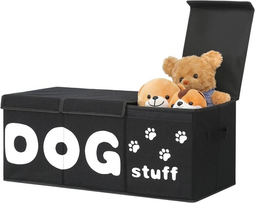 Dog toy storage box - 3-compartment large dog toy basket with lid | eBay