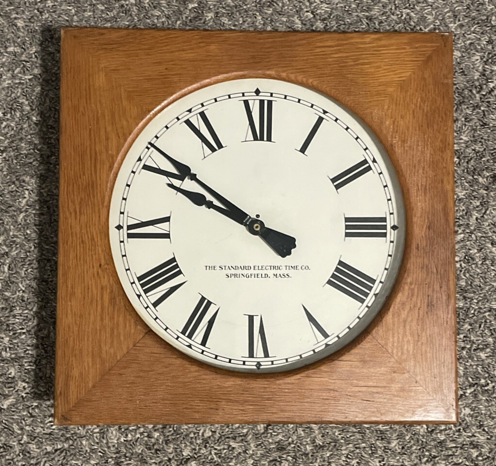 Vintage Standard Electric Time Co Oak Case Wall Clock Springfield Mass ...