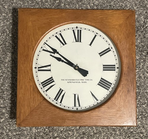 Vintage Standard Electric Time Co Oak Case Wall Clock Springfield Mass ...