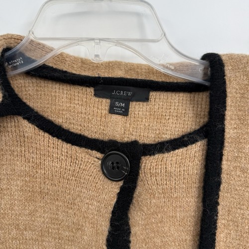 J.Crew Merino wool-blend tie-neck sweater-jacket Oversized Tan Size S/M ...