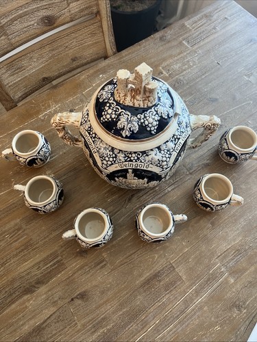 Vintage Marzi & Remy German Castle Punch Bowl Tureen with Lid and 6 ...