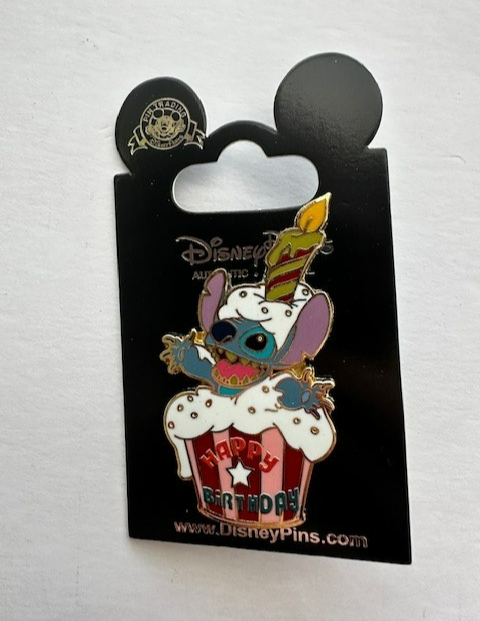 Disney Stitch Pin Stitch Coming out of Cupcake Pin Happy Birthday Cake ...