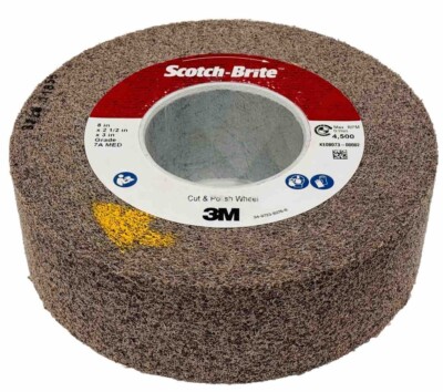3M Scotch Brite Cut & Polish Aluminum Oxide Wheel 7A Medium 8" x 2-1/2 ...
