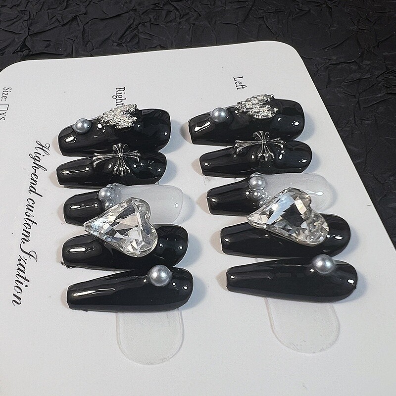 Exquisite Crooked Heart Rhinestone Nail Art Stickers Removable Fashion ...