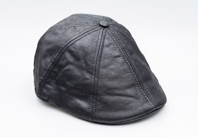Boston Scally Company Scrapyard Black Faux Leather Cap M/L | eBay