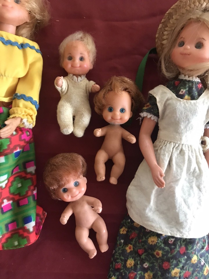 Vintage ‘73 Mattel Sunshine Family Doll Lot 5 (9”) Dolls & 3 (3 ...
