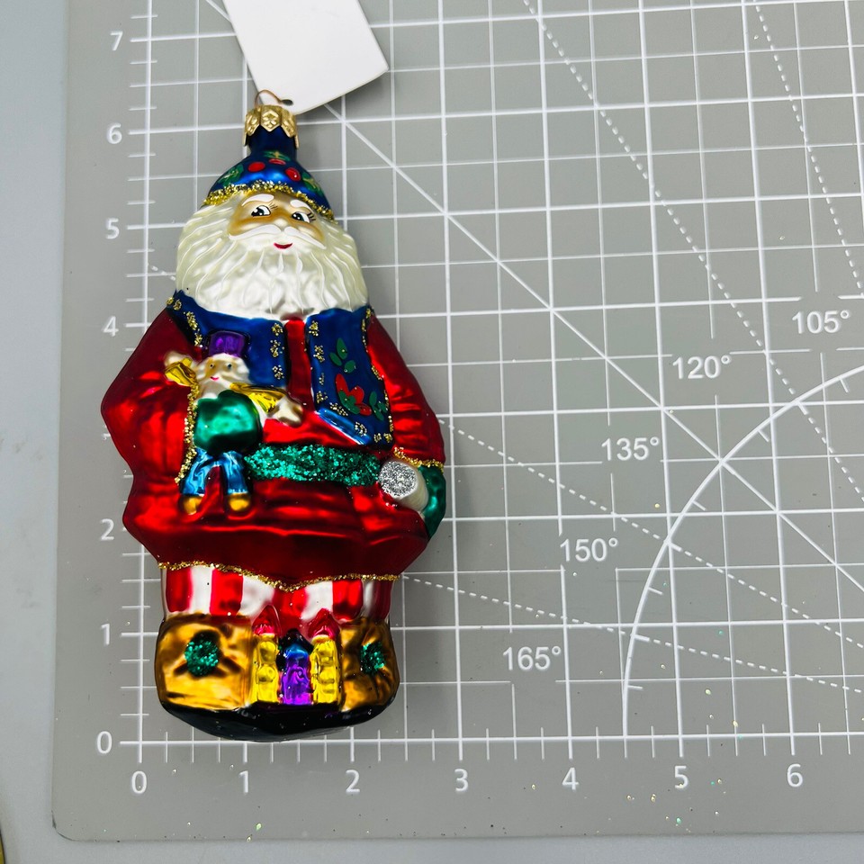 MIA Santa Claus Scandinavian Christmas Blown Glass Poland Glitter ...