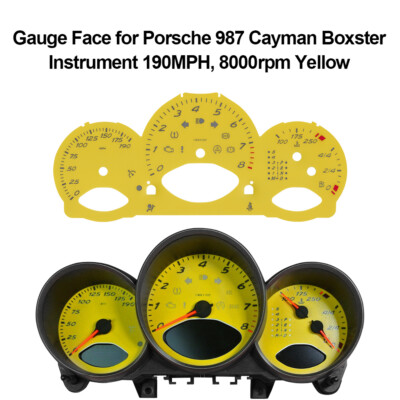 Gauge Face for Porsche 987 Cayman Boxster Instrument 190MPH, Yellow ...