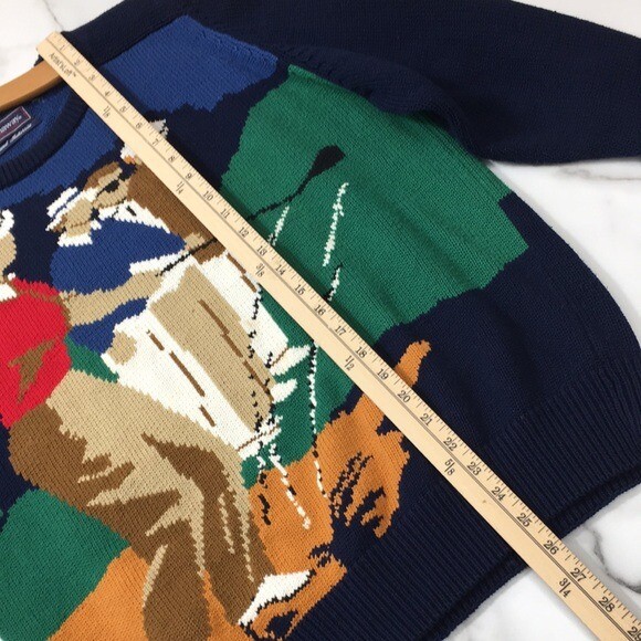 Hathaway Vintage Hand Intarsia Golf Course Scene Swea… - Gem