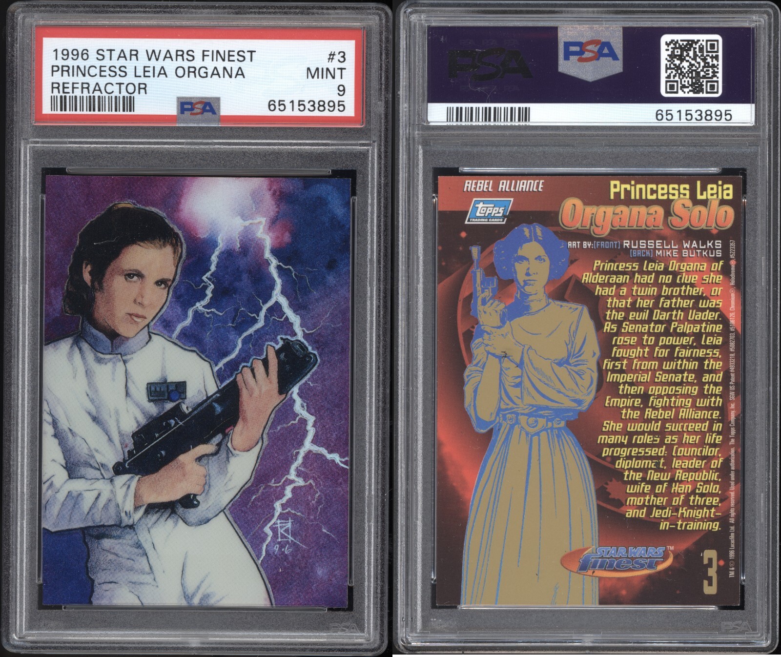 1996 Topps Finest Star Wars *REFRACTOR* PSA 9 Main Character Set Vader ...