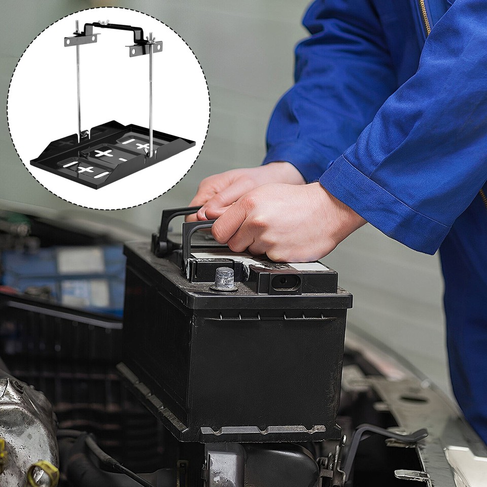 Universal Storage Battery Holder Adjustable Tray + Hold Down Clamp ...