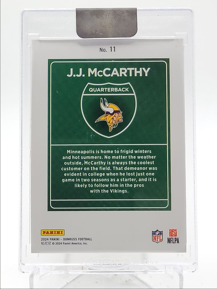 J.J. MCCARTHY 2024 DONRUSS DOWNTOWN ROOKIE SSP CASE HIT VIKINGS RC ...