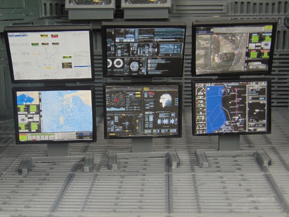 Custom 1:12 Scale Command Center Computer Station Diorama Prop Set for ...