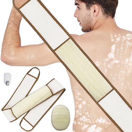 50 Inch Extra Long Back Scrubber, Natural Loofah Exfoliating Back ...