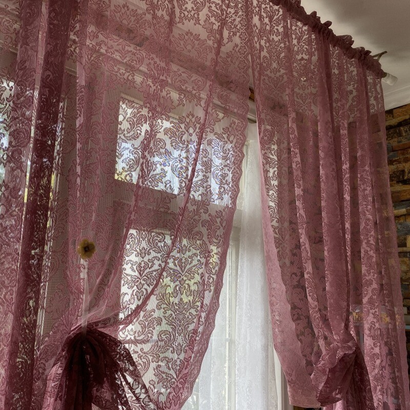 1x Lace Floral Curtain Balcony Drape Room Divider Home Window Door ...