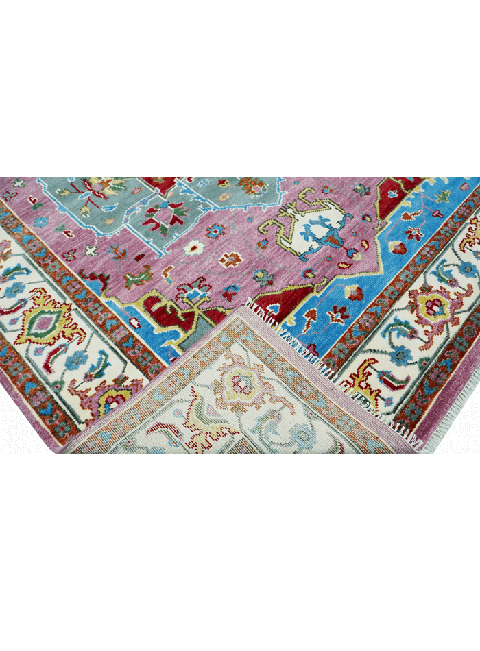 Handmade Pink Ivory Traditional Serapi Oriental Area Rug 9x12 ft | Hand ...