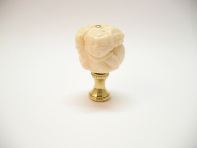 Lamp Finial Bone Character Face Lampshade Finial Off White Carved ...