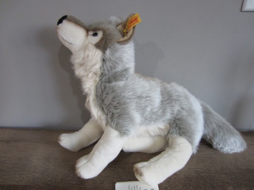 NWT Steiff original SNORRY WOLF 32 grau/weiss plush #069246 HTF Sitting ...