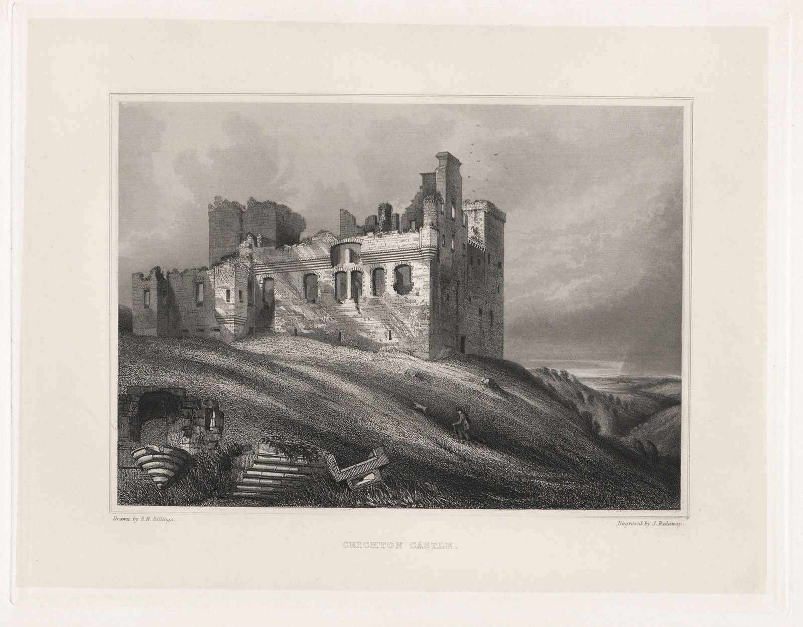 Castello Di Crichton Vista Scozia Incisione In Acciaio Billings 1850 | eBay