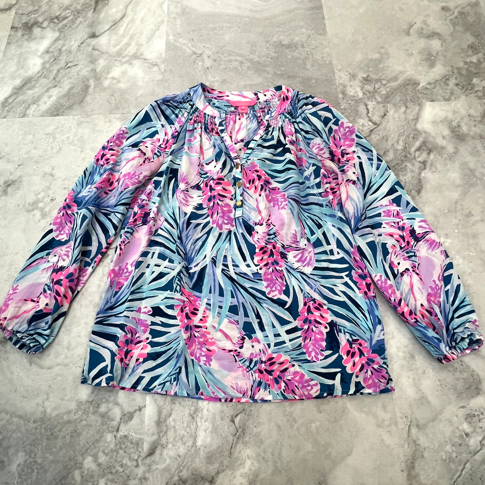 Lilly Pulitzer Elsa Silk Top Periwinkle Purple Fan Se… - Gem