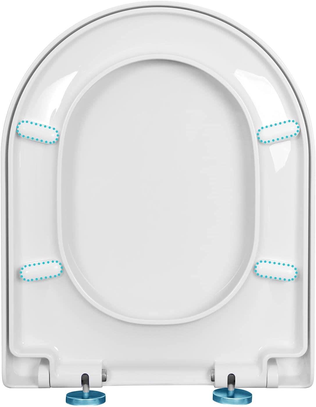 Toilet Seat Soft Close White Top D Shape Quick Release Fixing Hinges ...