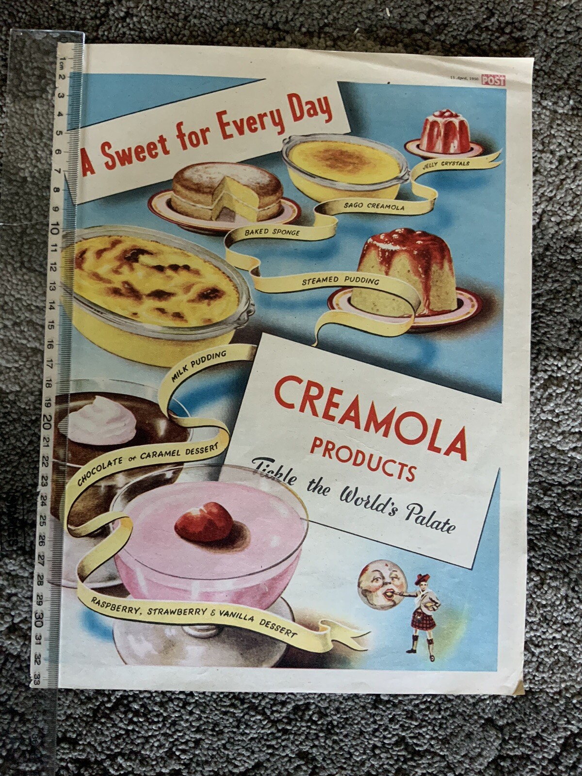 Vintage Creamola Pudding And Jellies Sponge Dessert Advert Picture Post ...