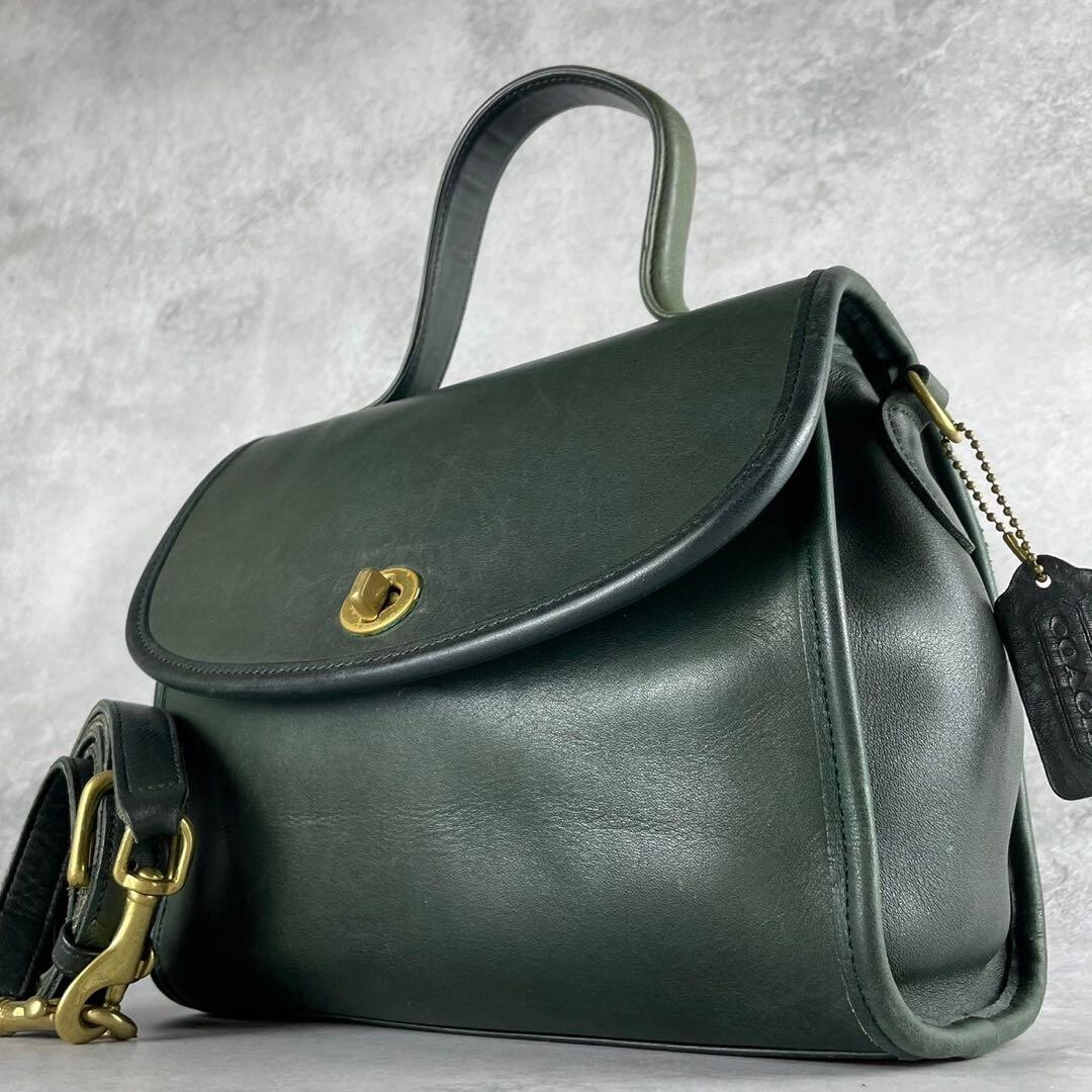 Old Coach 9977 2Way Shoulder Bag Green Vintage Leather MANOR Old Coach 9977 2Way Shoulder Bag Green Vintage Leather MANOR