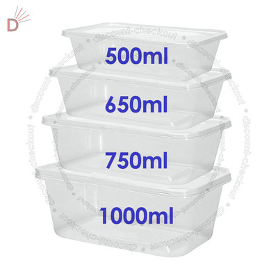 All Sizes Plastic Containers Tubs Clear With Lids Microwave Food Safe ...
