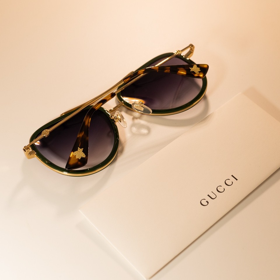 Gucci GG0062S 003 57mm Aviator Green/Red Unisex Sunglasses with Light ...