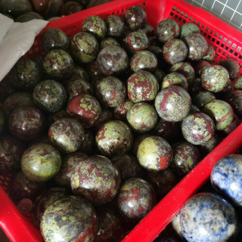 A+ 1PC Natural Dragon Blood Stone Quartz Sphere Crystal Ball Reiki Heal ...