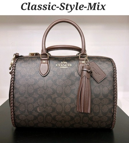 Coach CCE36 Rowan Large Satchel Bag In Signature With Fringe Walnut ...