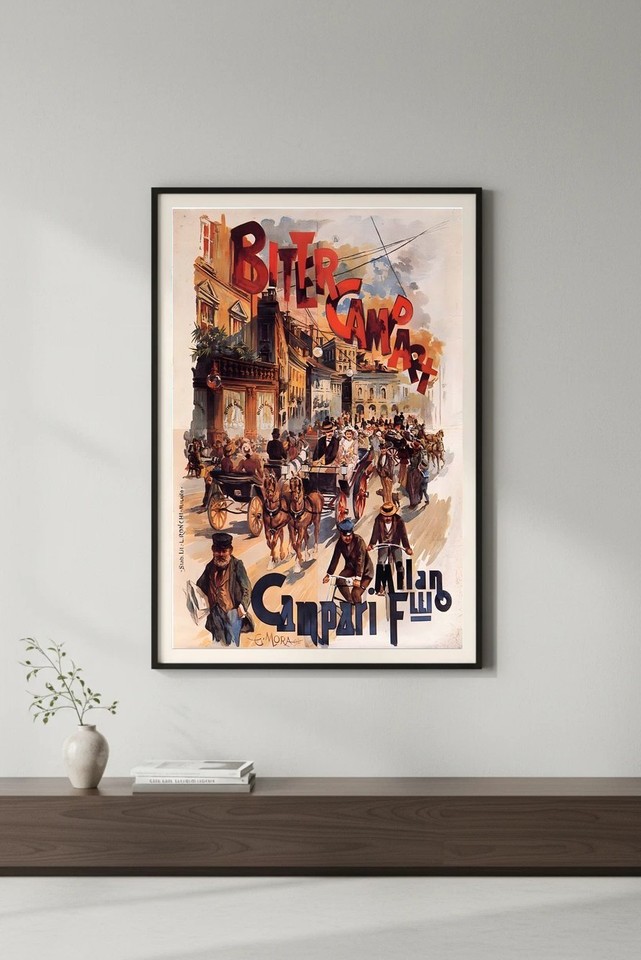 Vintage Campari Poster - Milan Scene 🍷 - 24x36” - Hi-Res💎 Print - 200 ...