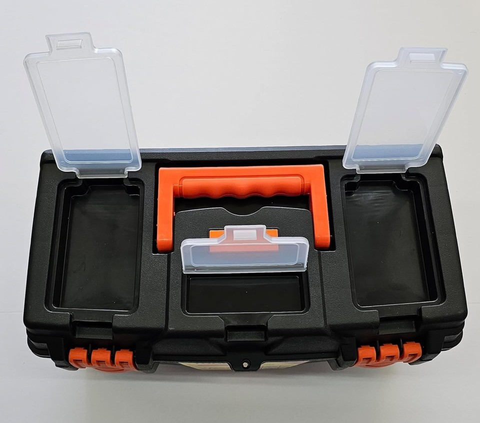 Tool Box 15 Inch Black/Orange With Removable Tray And Top Storage ...