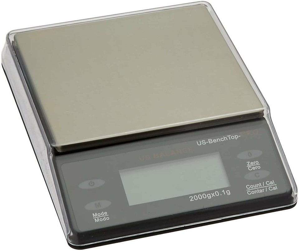 Bench Top Digital Scale 2000g x 0.1g Gold Herb Gems Gram Oz Calibration ...