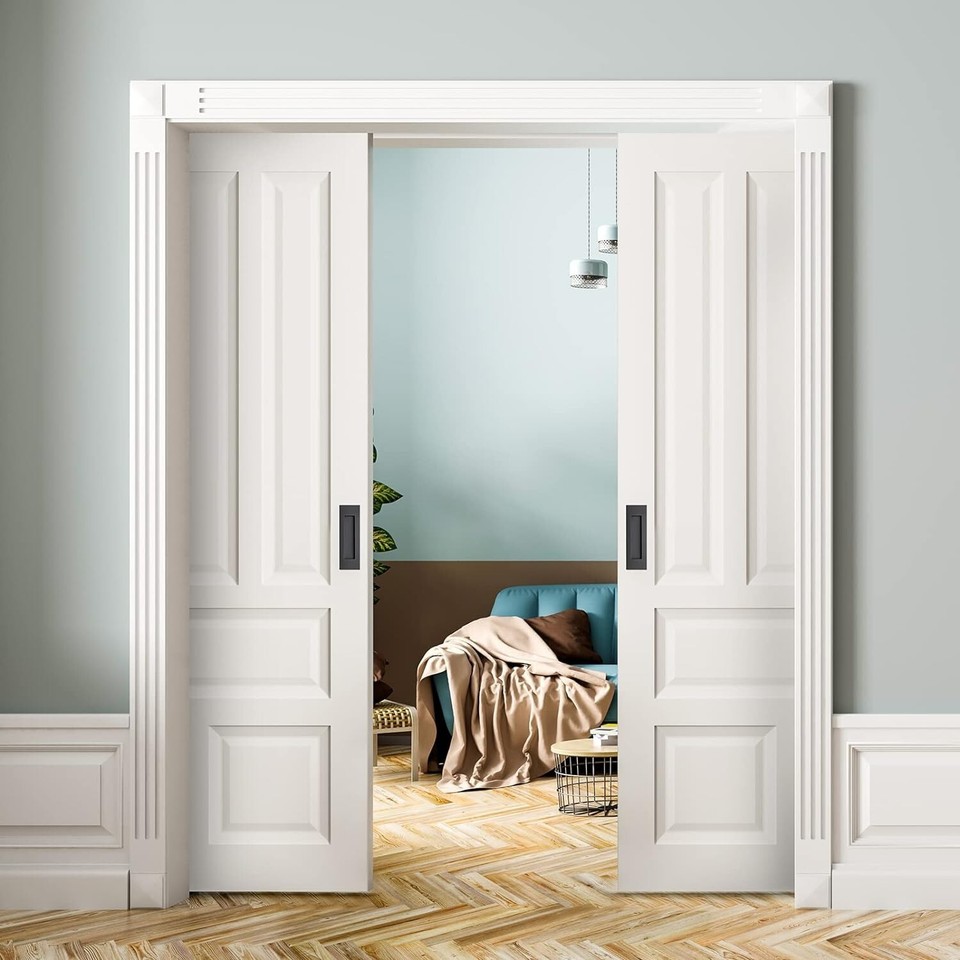 4 Pack Sliding Closet Door Handles Black Flush Pulls 7in Recessed ...