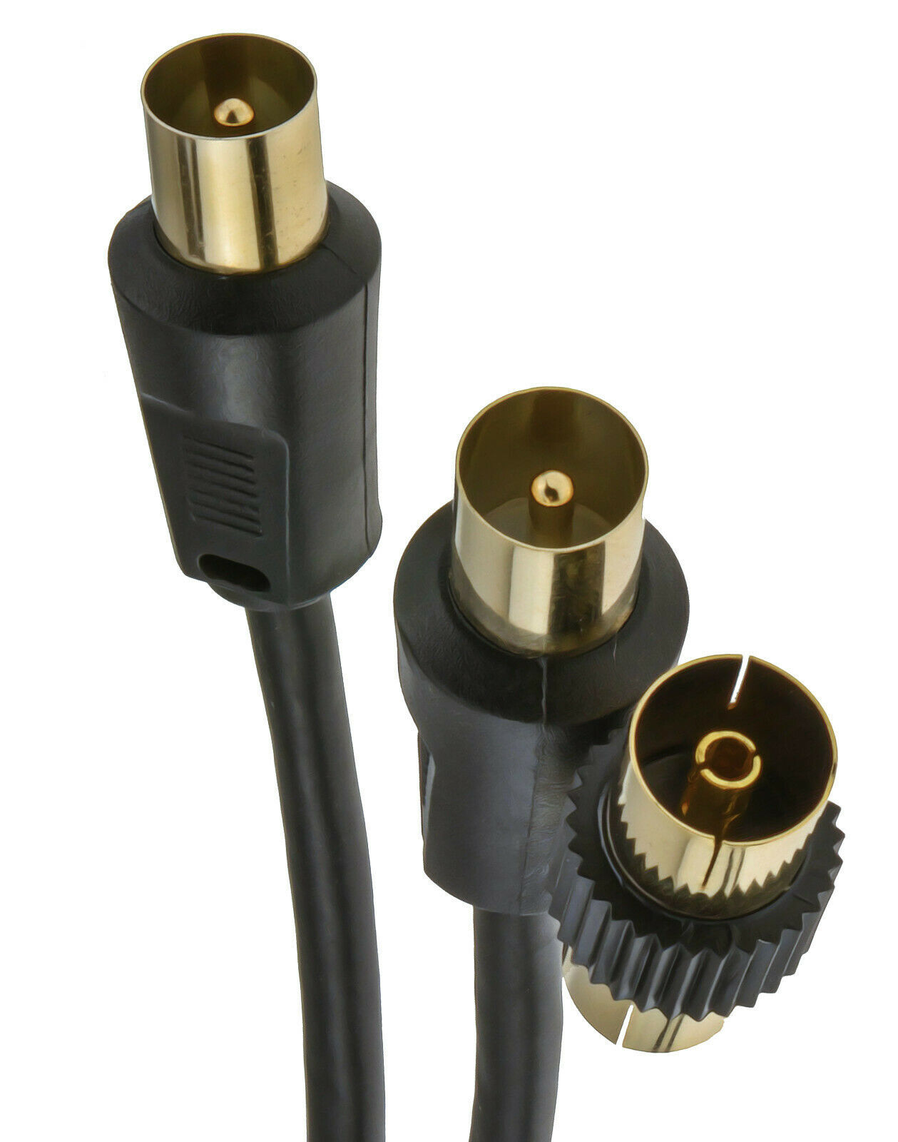 RF TV Coaxial Coax Aerial Cable Male to Male Plug Lead & Coupler 1m 2m ...