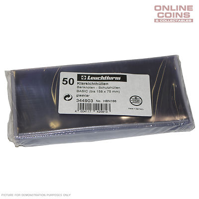 Lighthouse Basic Bank Note Sleeves 158mm x 75mm - ARCHIVAL SAFE - 50 ...