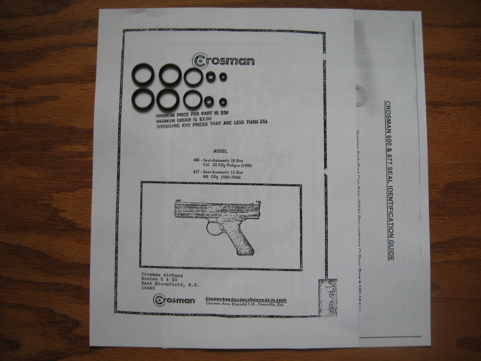 Crosman 600 677 CO2 Pistol Seal Kits 2 (TWO) Exploded View - Parts List ...