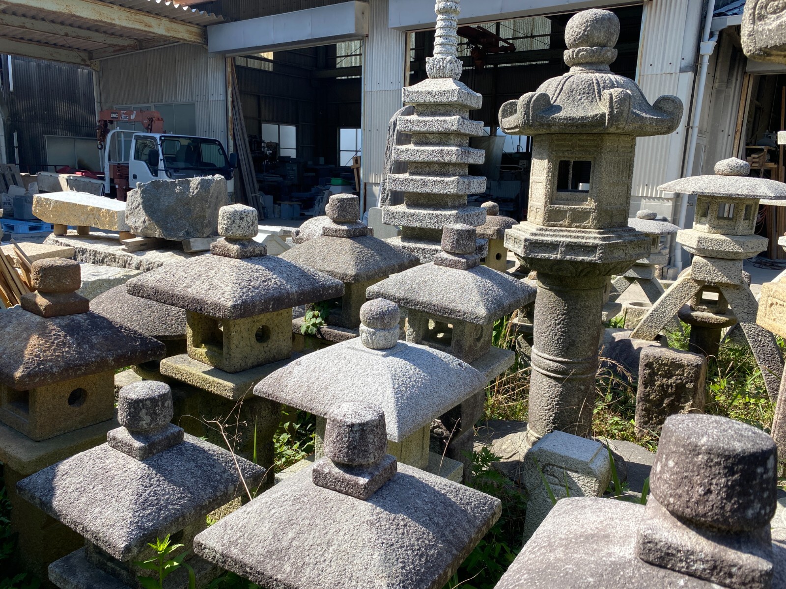 Pink Gray Stone Lantern Tourou Miniature Granite Japanese Garden ...