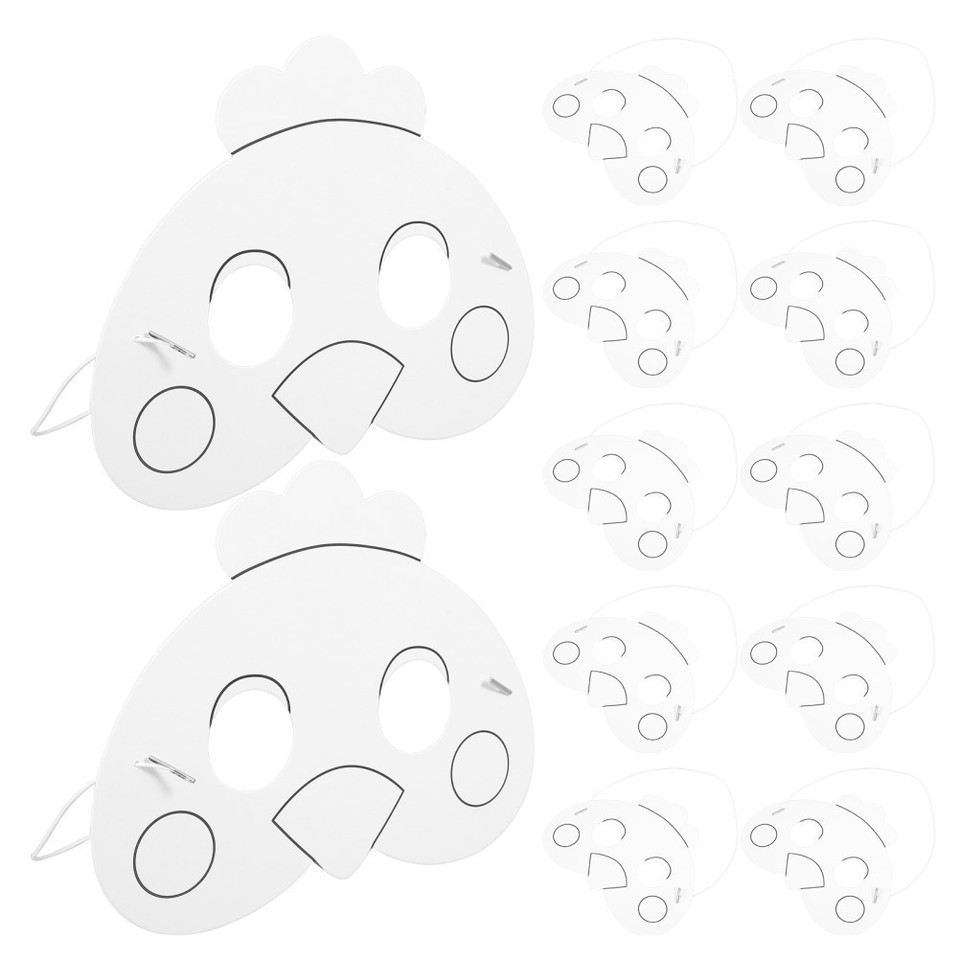 12pcs Chicken Coloring Masks Color Your Own Animal Mask Paper Art ...