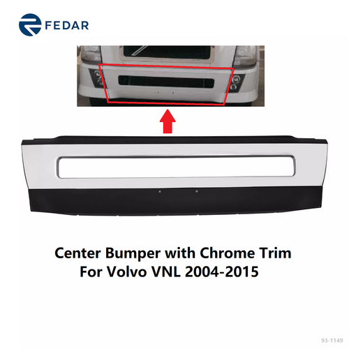 2004-15 Volvo VNL Semi Truck Center Bumper with Chrome Trim 82728568 ...