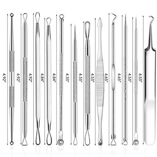 15Pcs Stainless Steel Blackhead Remover Tools Acne Pimple Popper w ...