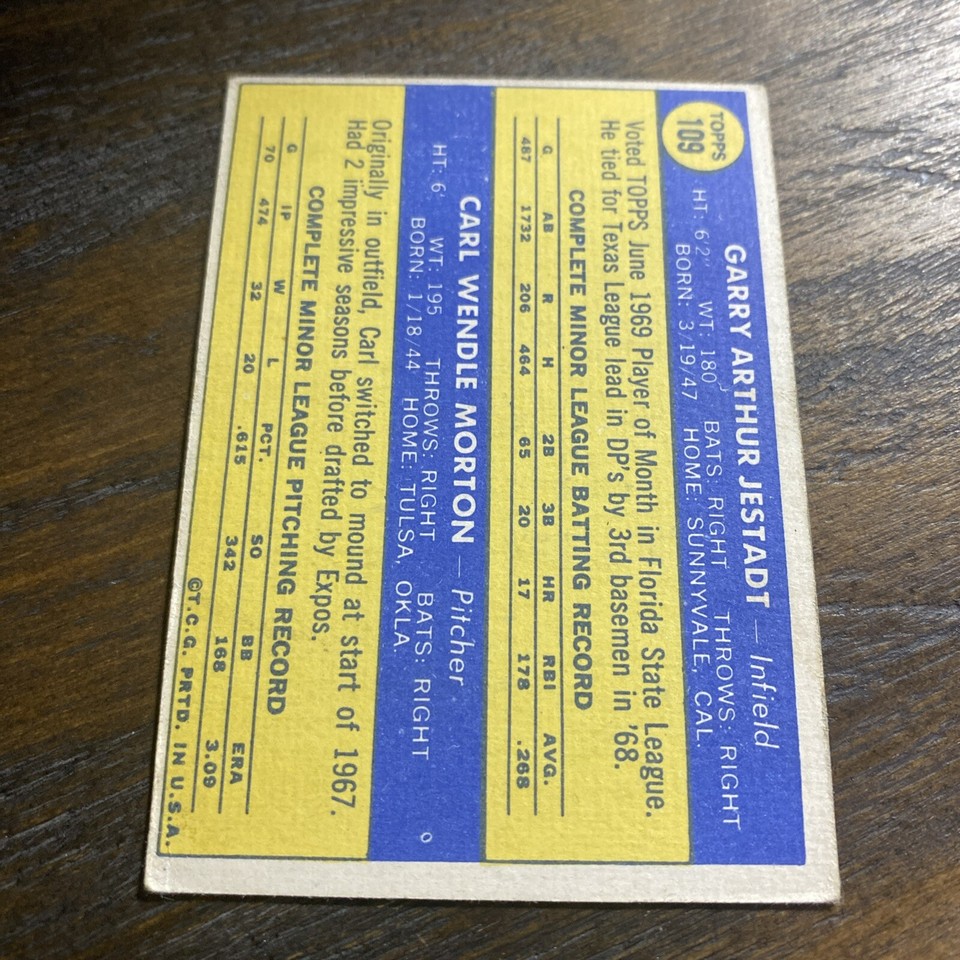 Garry Jestadt #109 signed autographed 1970 Topps Baseball Rookie Stars ...