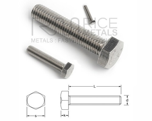 A2 or A4 SET SCREWS HEX HEAD FULLY THREADED BOLTS STAINLESS STEEL SIZE ...